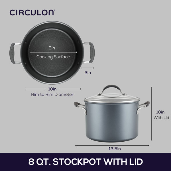 Circulon ScratchDefense with ScratchDefense Nonstick Induction Stockpot with Lid, 8 Quart ...